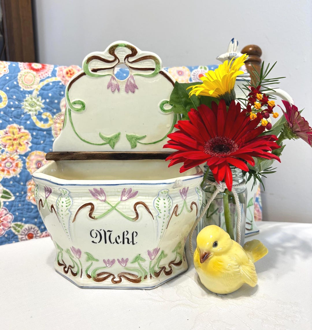 Vintage 1950s German Ceramic Pottery Kitchen Salt or Flour Box - Hand ...