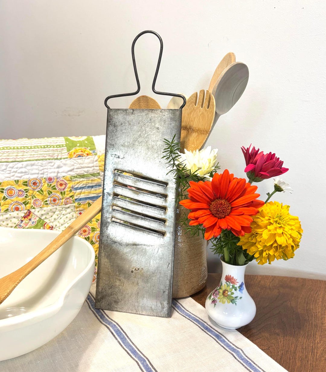Vintage Heavy Duty Aluminum Hand Held Flat Metal Vegetable Grater ...