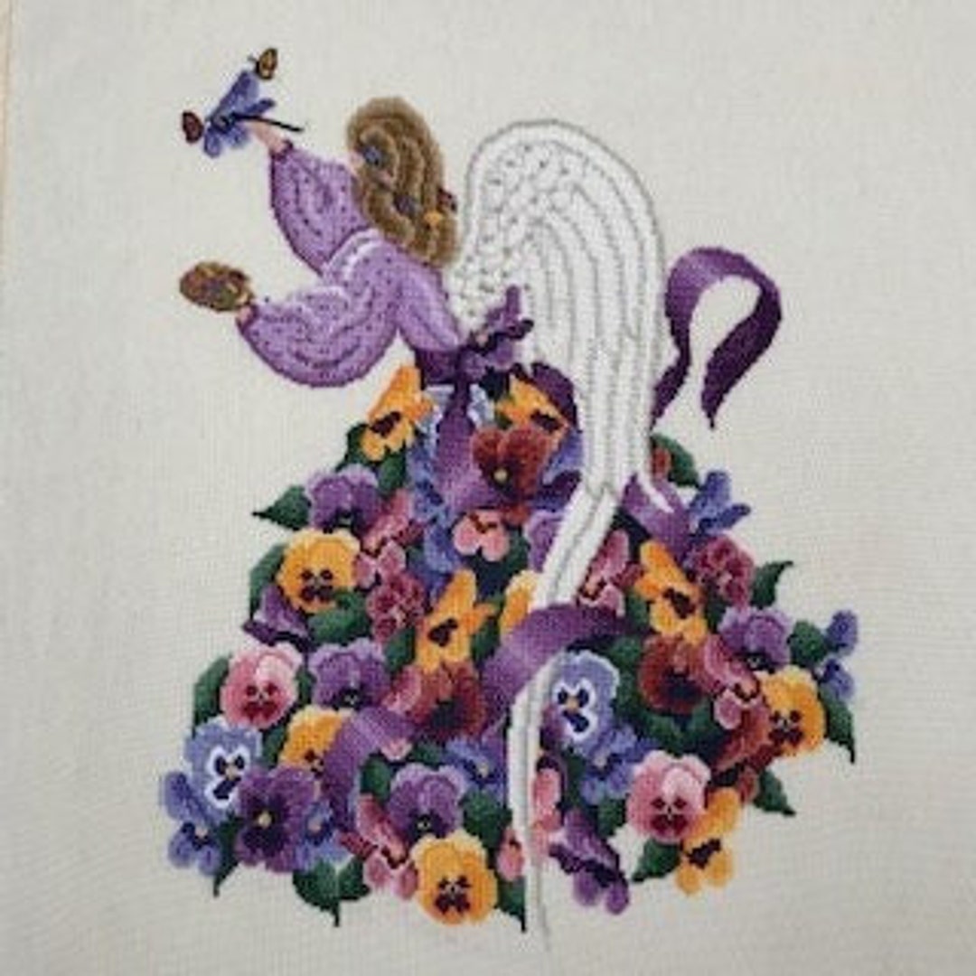 Finished Counted Cross Stitch - “pansy” - Flower Angel - Sixth in ...