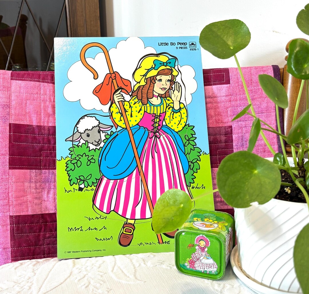 Vintage 1987 Golden Little Bo Peep #4187B-1 Wooden Tray Puzzle - 9 ...
