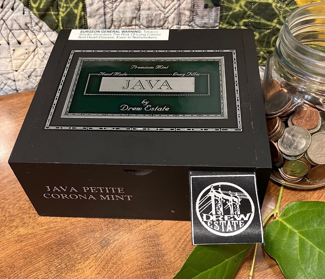 Java by Drew Estate Empty Wood Cigar Box - Java Petite Corona Mint ...