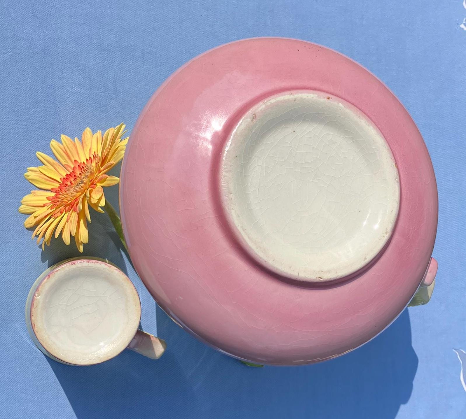 Vintage Ceramic Lily of the Valley Cider Lemonade Pitcher and Five Mugs ...