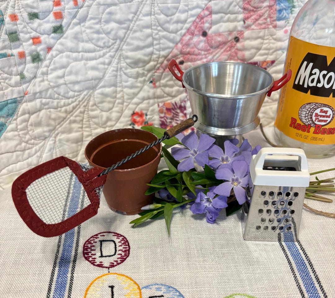 Vintage 1950s Miniature Toy Kitchen Items - Wood Handle Fly Swatter ...