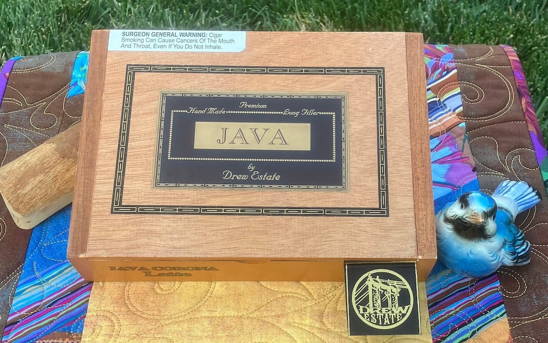 Java by Drew Estate Empty Wooden Cigar Box - Java Corona Latte - Flip ...