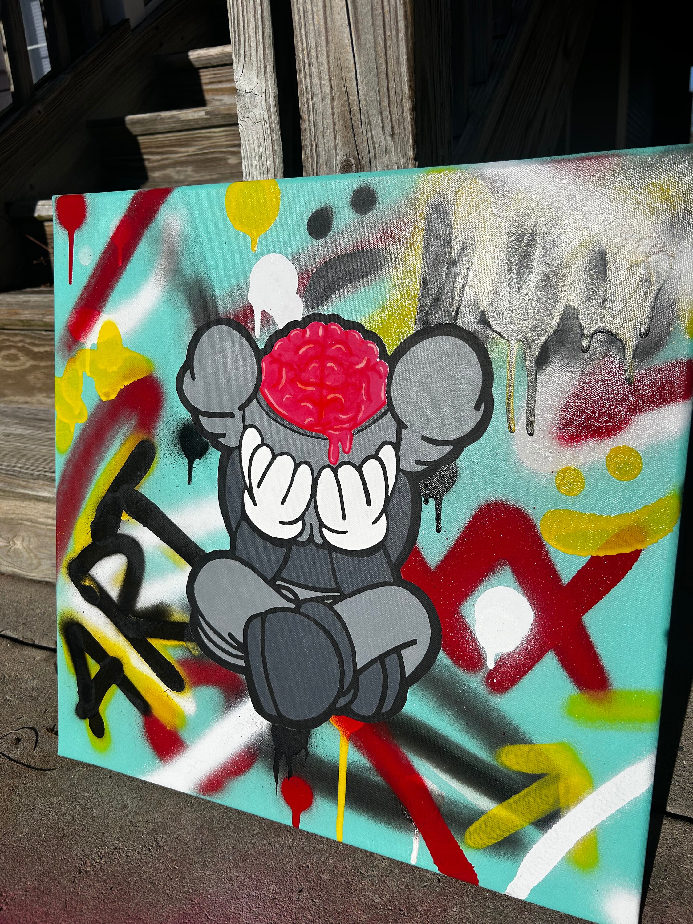 Kaws graffiti Canvas Painting - Etsy