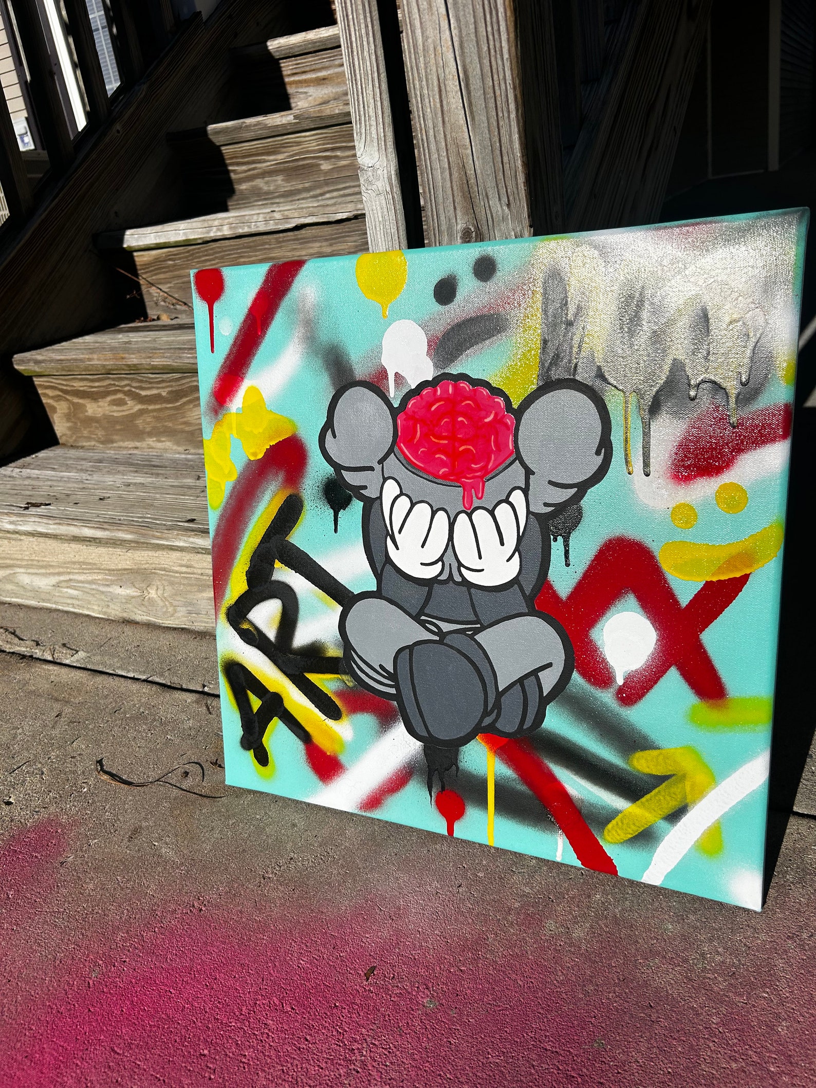 Kaws graffiti Canvas Painting - Etsy