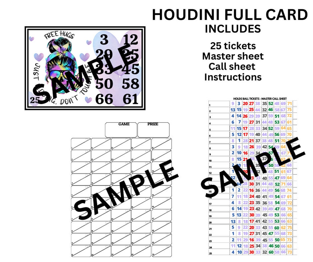 Houdini Full Card Bingo Holds - Etsy