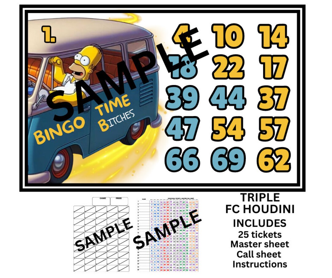 Triple Houdini Full Card Bingo Holds - Etsy