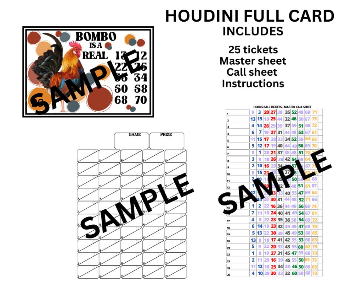 Houdini Full Card Bingo Holds - Etsy