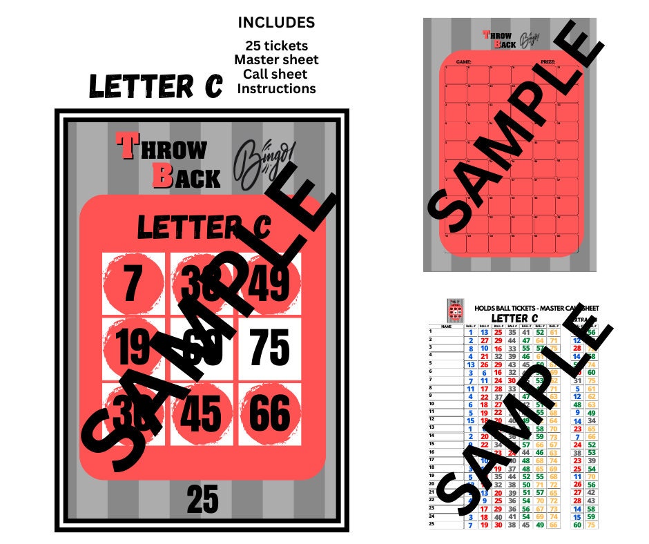 Throw Back Letter C Bingo Holds - Etsy