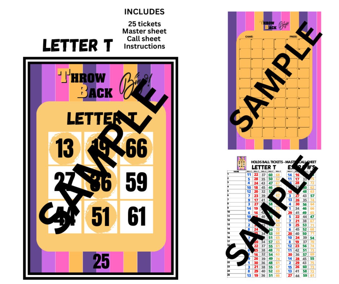 Throw Back - Letter T Bingo Holds - Etsy