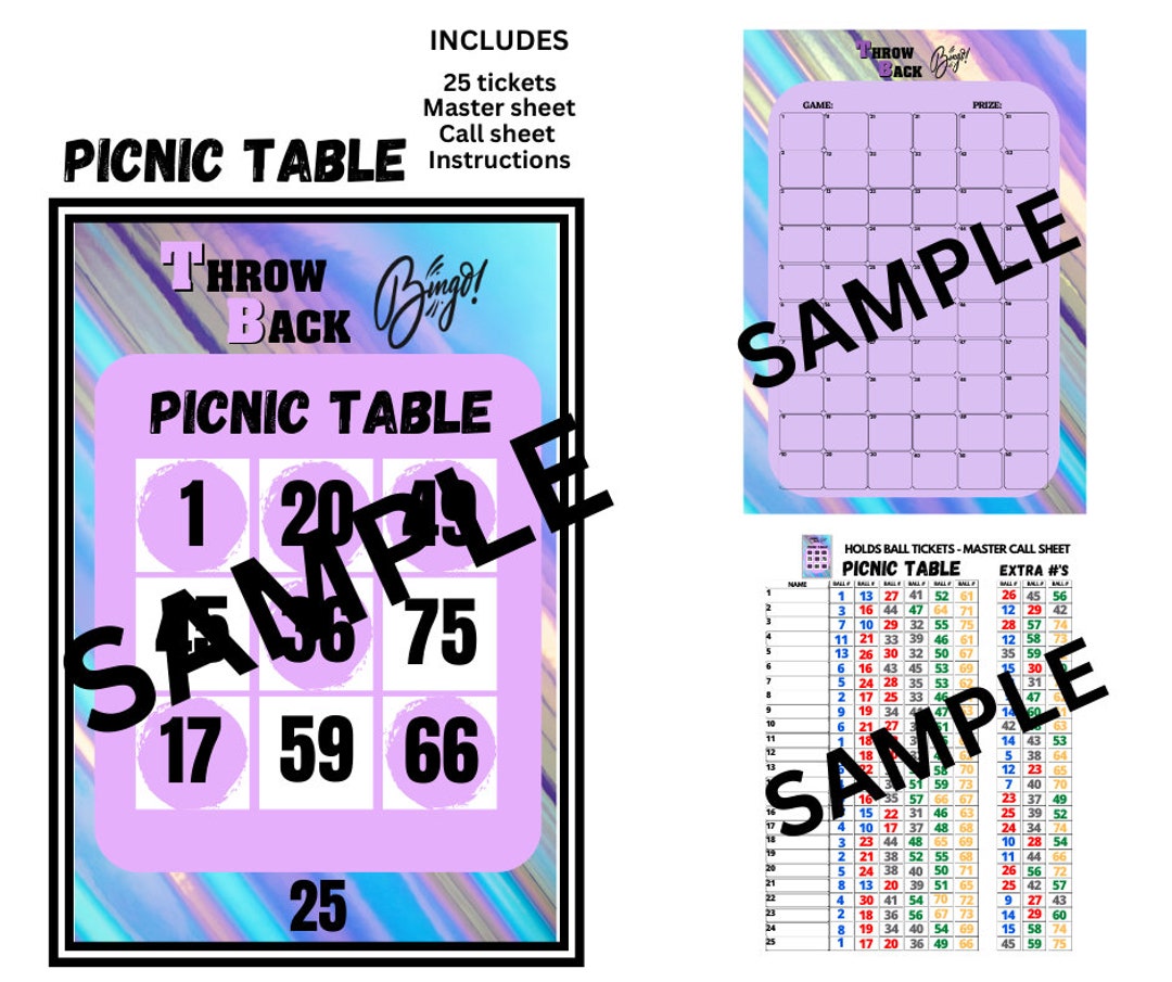 Throw Back - Picnic Table Bingo Holds - Etsy