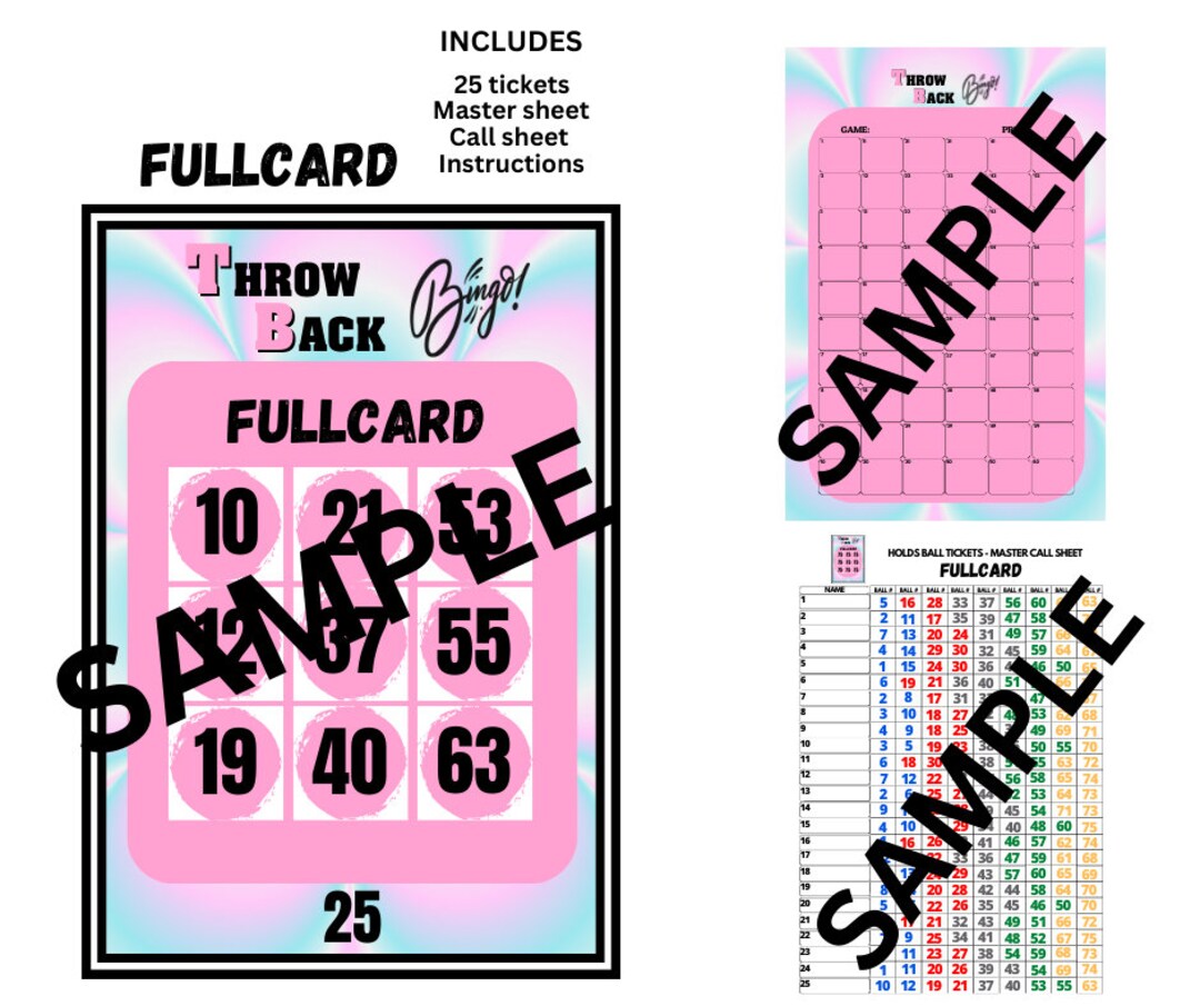 Throw Back - Full Card Bingo Holds - Etsy