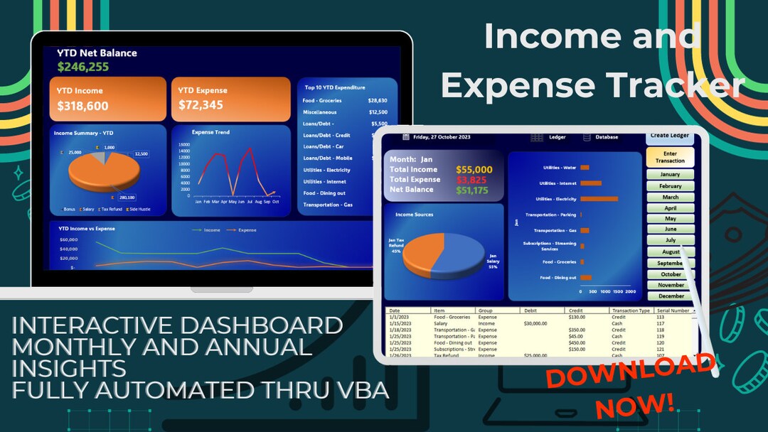 Personal Income and Expense Tracker VBA Excel Fully - Etsy Australia