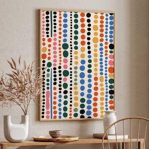 Mid Century Modern Poster, Multicolored Shapes, Abstract Retro Art ...