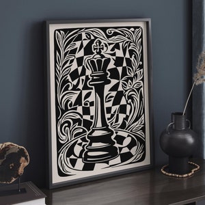 Black and White Chess Retro Poster, Vintage Chess Game Poster, Classic ...