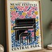 Jazz Garden Music Festival Poster, Floral Wall Art, Colorful Piano ...