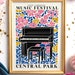 Jazz Garden Music Festival Poster, Floral Wall Art, Colorful Piano ...