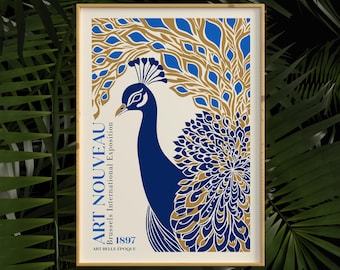 art nouveau peacock print