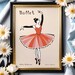 Ballet Poster, Cute Ballerina Dance Art, Colorful Mid-century Modern ...