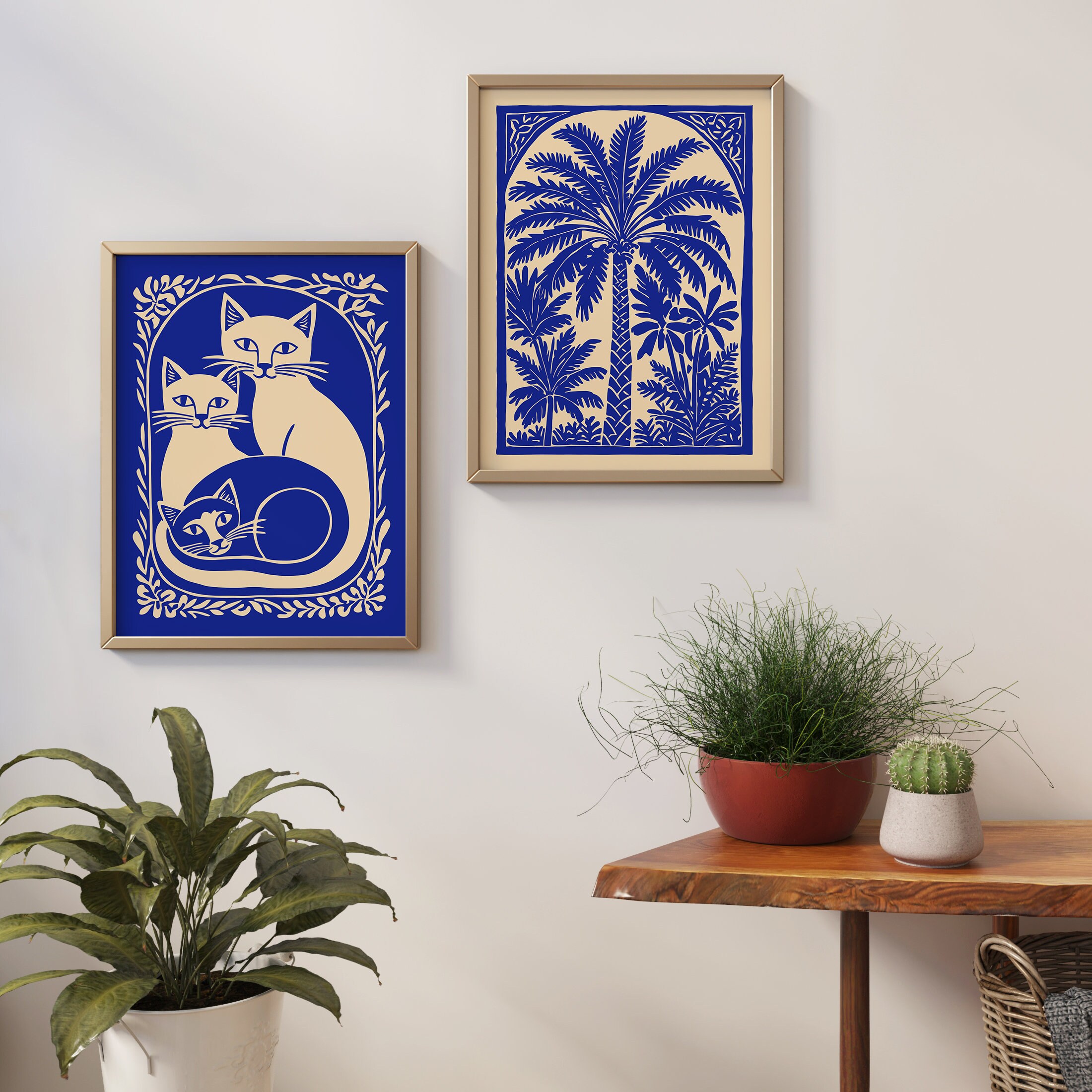 Set of 2 Blue Posters, Blue Abstract Wall Art, Coastal Home Decor ...