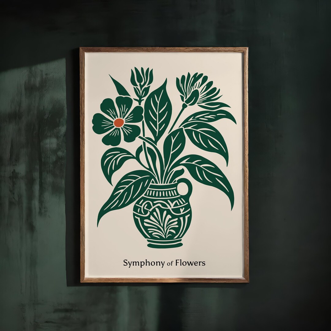Symphony of Flowers Rococo Elegance Poster, Green Botanical Print ...