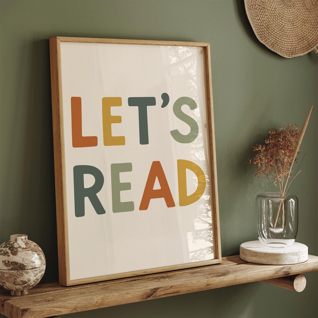 Let's Read Typography Poster: Minimalist Scandinavian Wall Art - Etsy