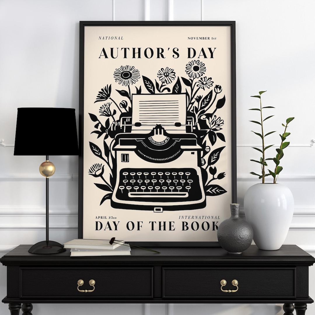 National Author's Day Poster, Day of the Book Festival, Bookworm Gift ...