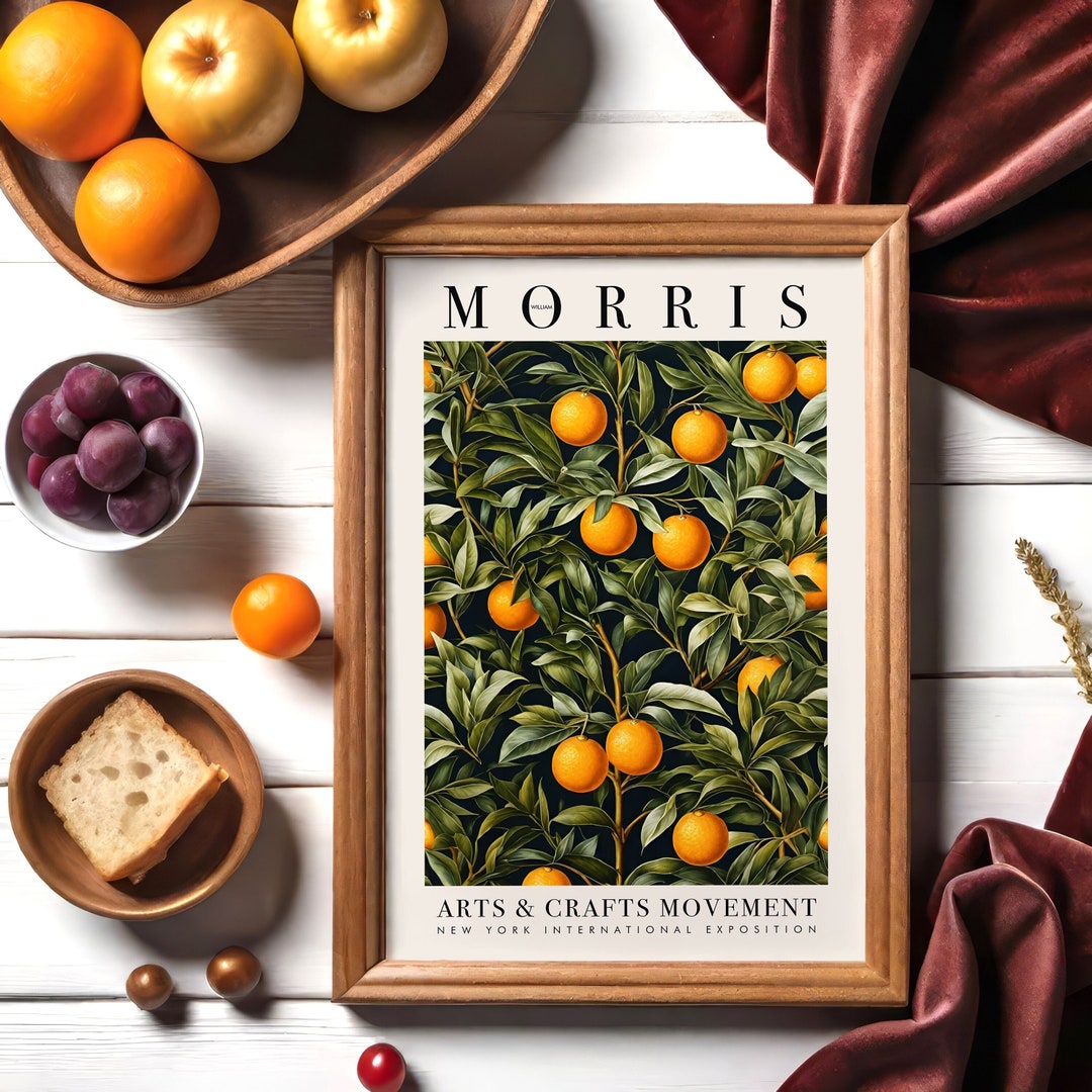 William Morris Kitchen Decor Poster, Lush Orange Tree Design, Arts & Crafts Movement, New York ...