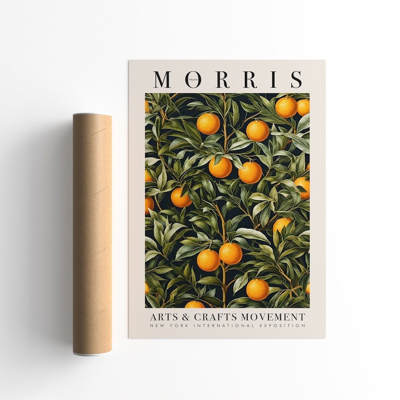 William Morris Kitchen Decor Poster, Lush Orange Tree Design, Arts ...