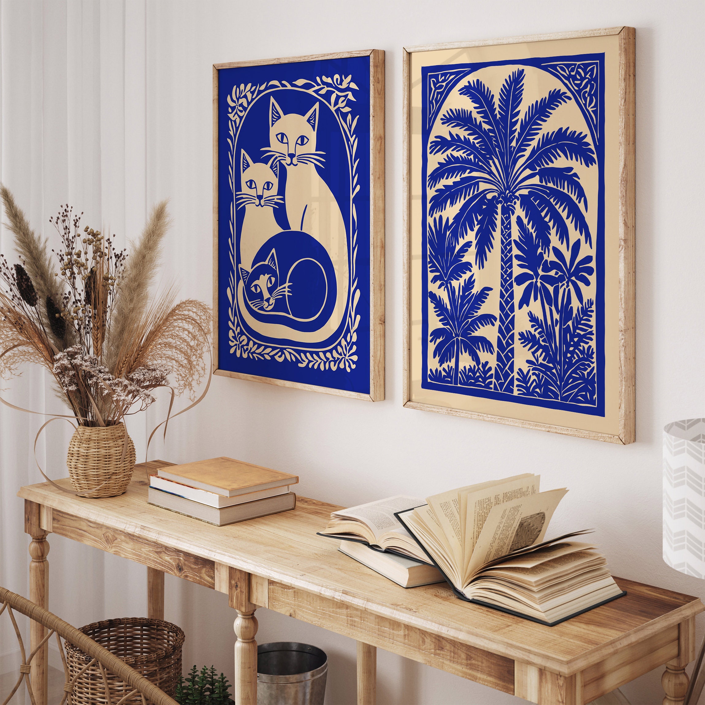 Set of 2 Blue Posters, Blue Abstract Wall Art, Coastal Home Decor ...