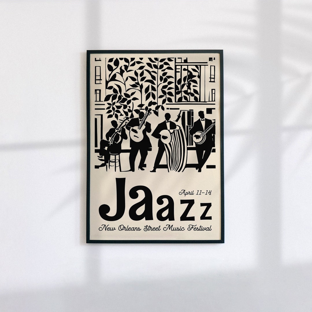 New Orleans Jazz Poster Concert Wall Art Music Stree - Etsy