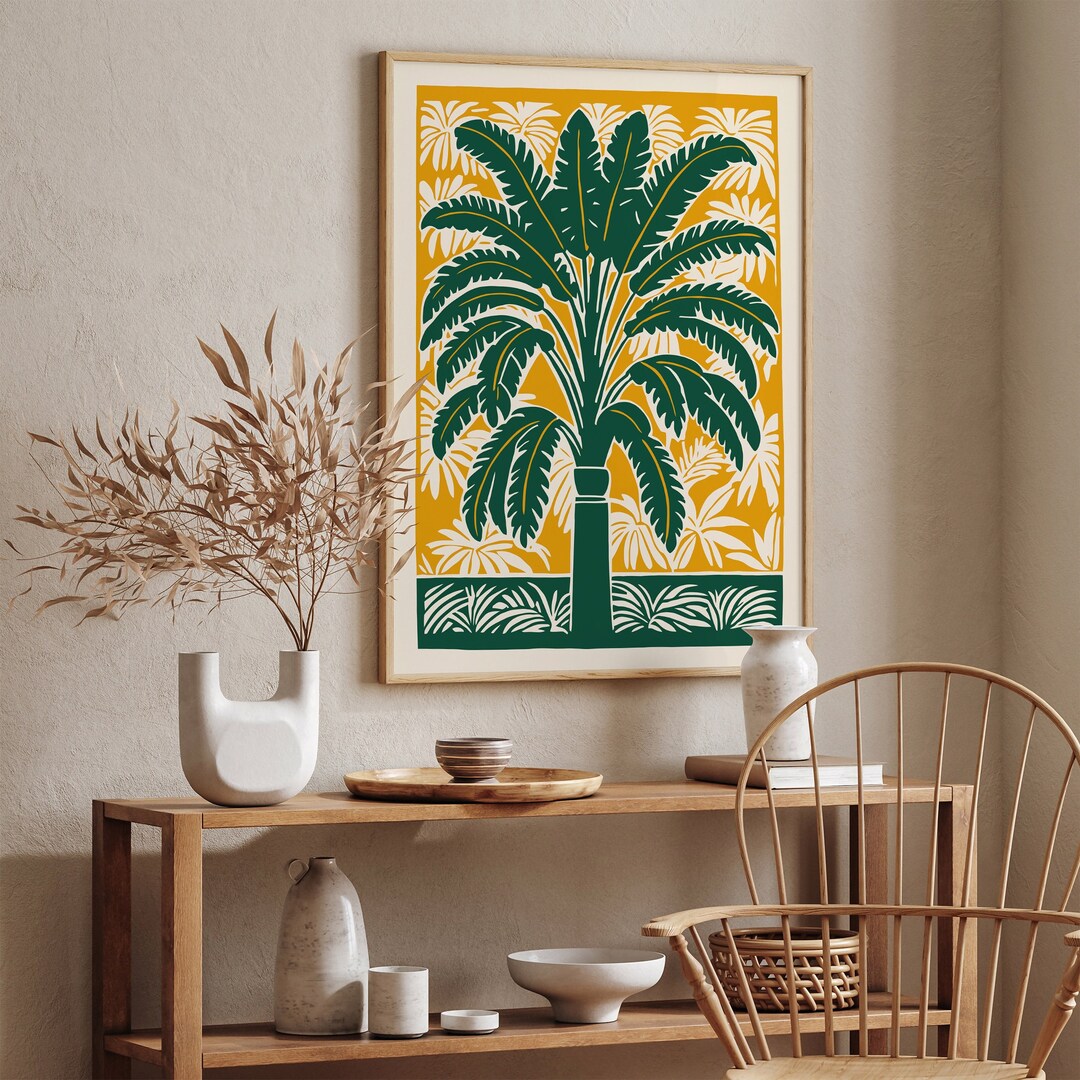 Tropical Banana Tree Print Poster, Vintage Botanical Wall Art, Green ...