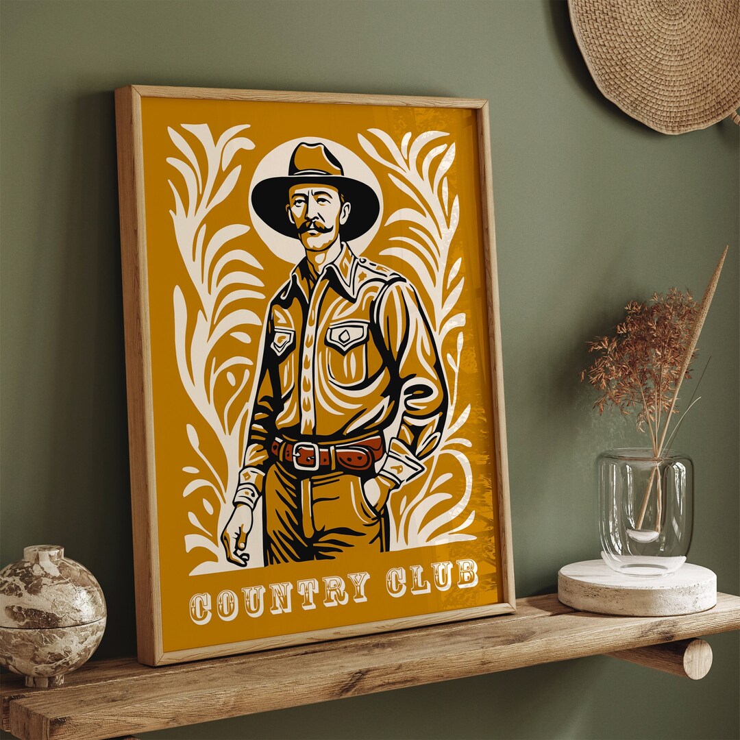 Western Cowboy Poster, Retro Country Club Wall Art, Classic Americana ...