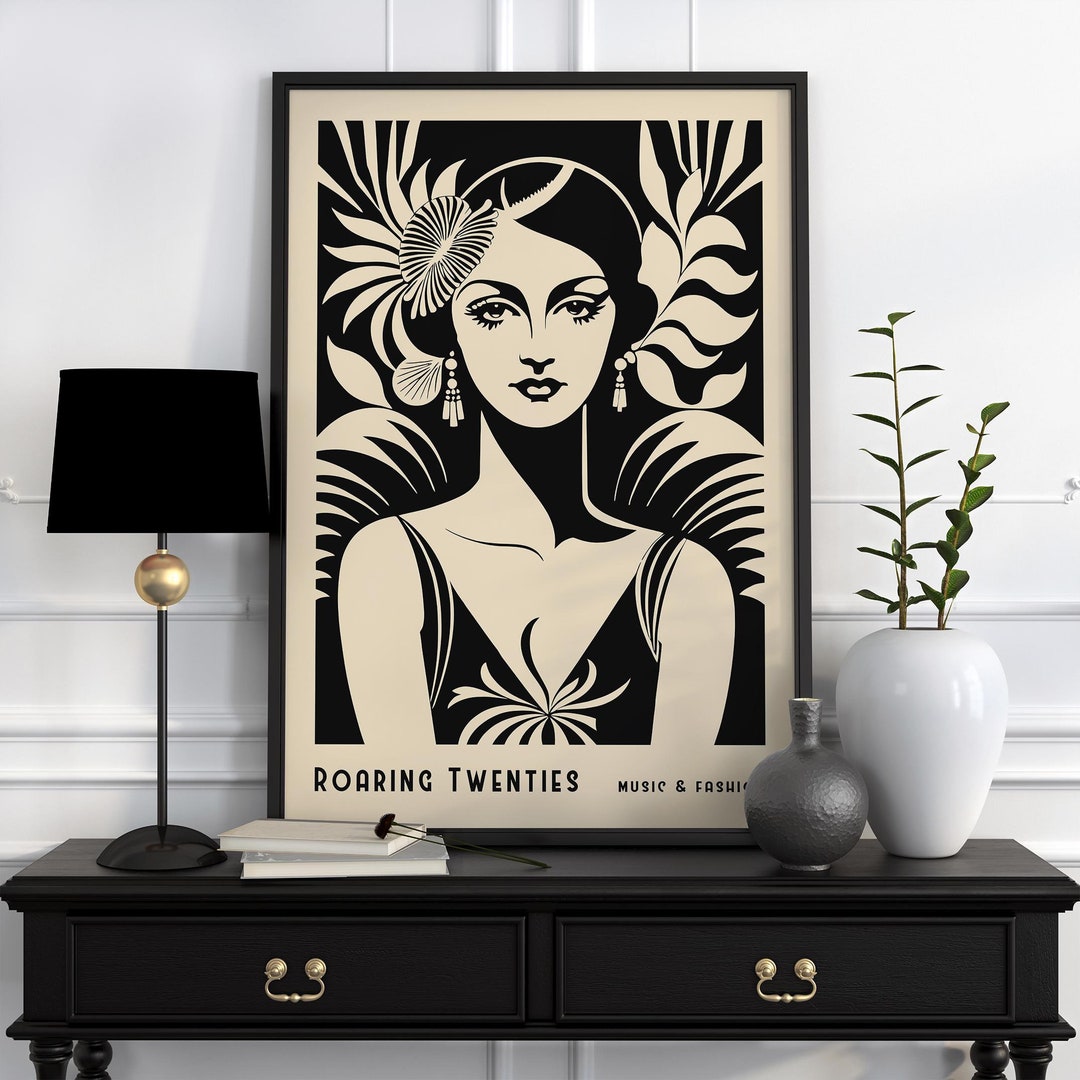 Art Deco Woman Poster, Elegant Roaring Twenties Wall Art Print ...