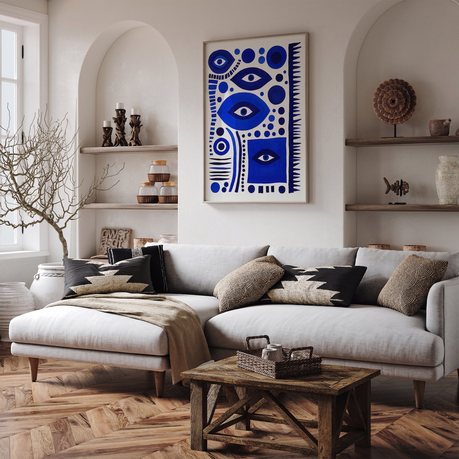 Abstract Blue Eyes Wall Art Poster, Modern Home Decor, Contemporary Eye ...