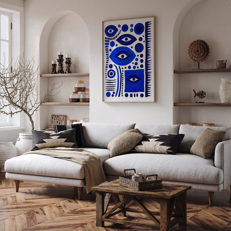 Abstract Blue Eyes Wall Art Poster, Modern Home Decor, Contemporary Eye ...