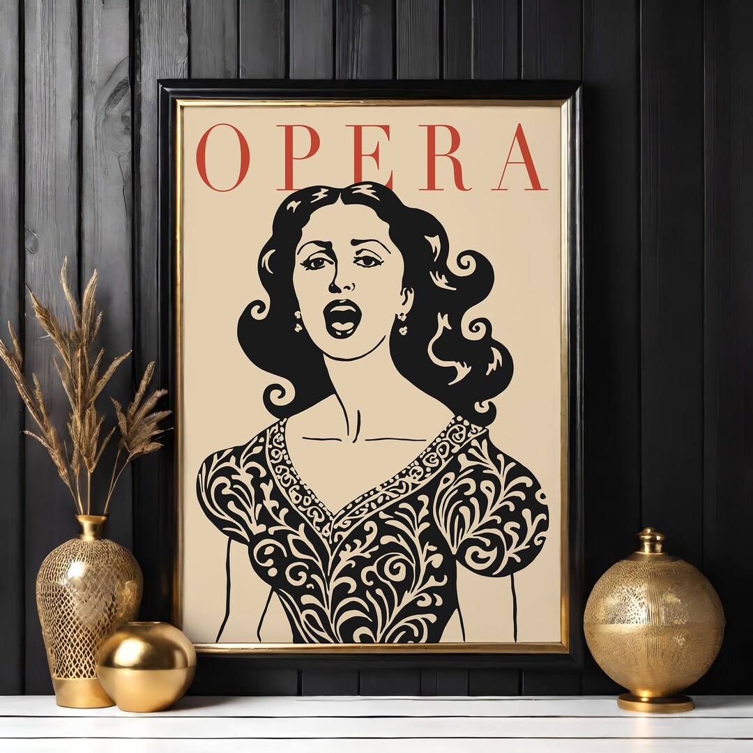 Opera Woman Singing Vintage Poster, Antique French Music Art Print ...