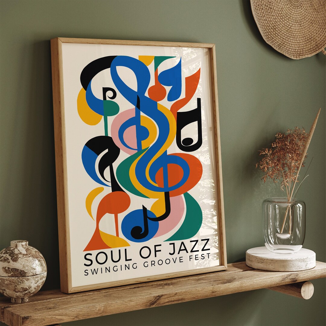 Colorful Abstract Music Art Poster Swinging Groove Fest Vibrant Musical ...
