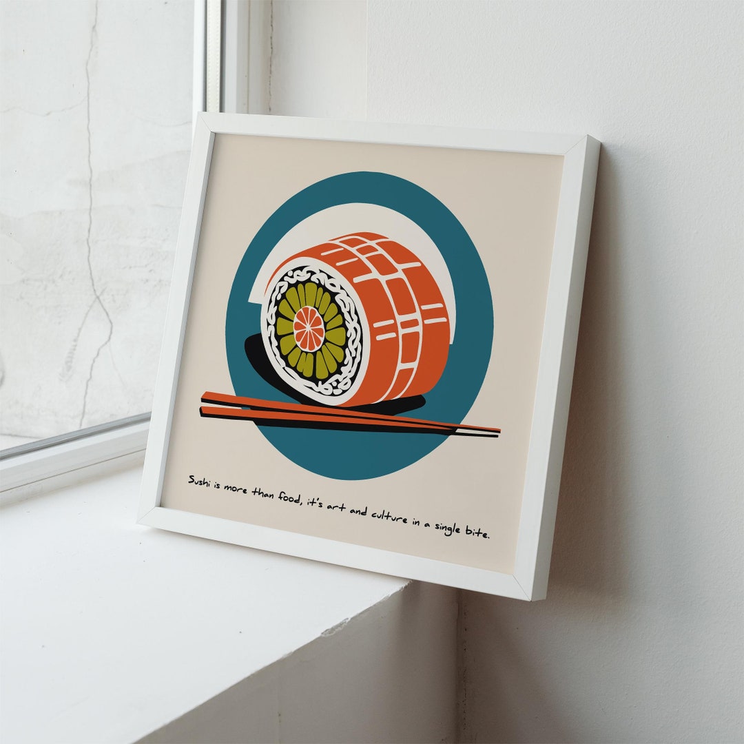 Sushi Quote Square Print, Asian Food Art, Japanese Cuisine Wall Art ...
