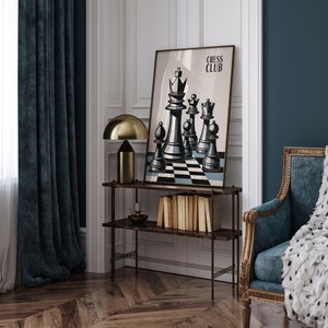 Vintage Chess Club Poster, Iconic Chess Pieces Wall Art, Perfect for ...