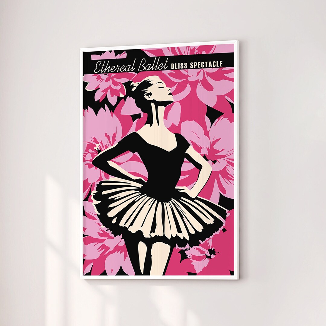 Pink Ballet Dancer Poster Ethereal Bliss Spectacle Art Print Bedroom ...