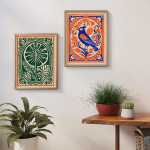 Set of 2 Rococo Revival Posters, Retro Botanical Art Print, Farmhouse ...