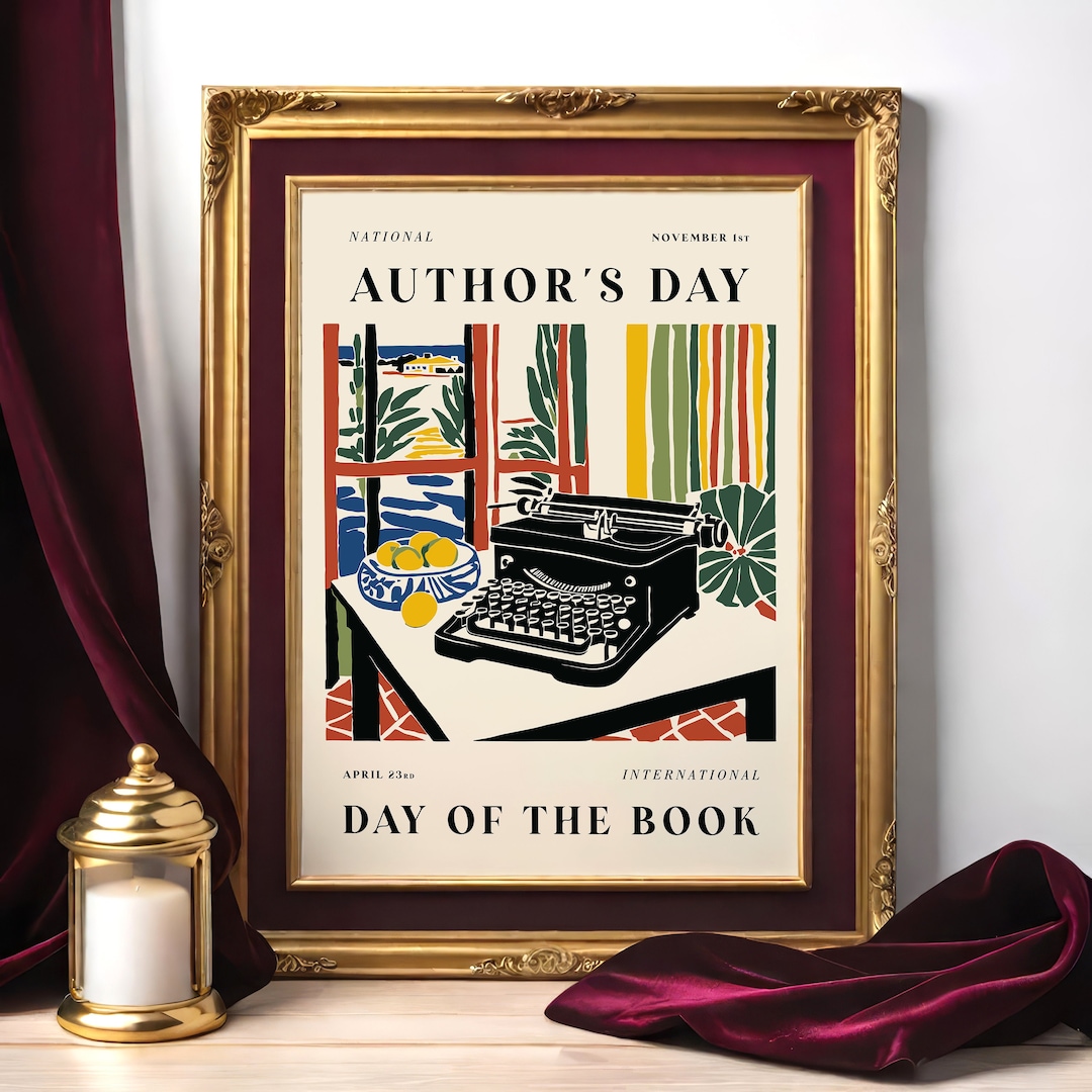National Author's Day Poster, Day of the Book Festival, Bookworm Gift ...
