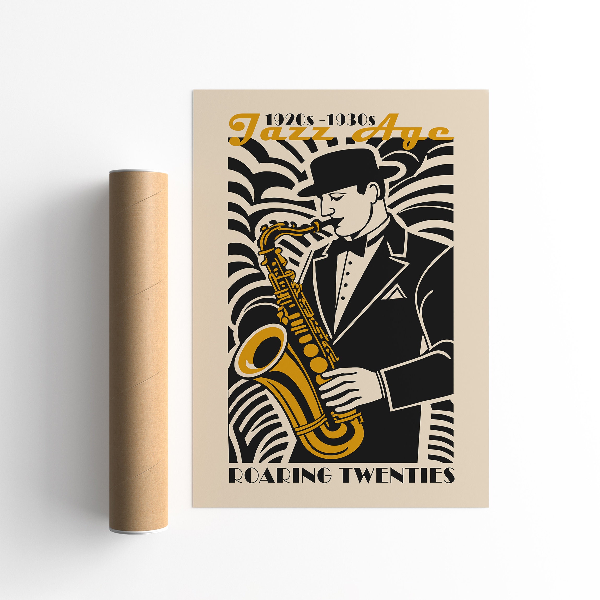 Vintage Jazz Age Poster, Roaring Twenties Wall Art, Saxophone Player ...
