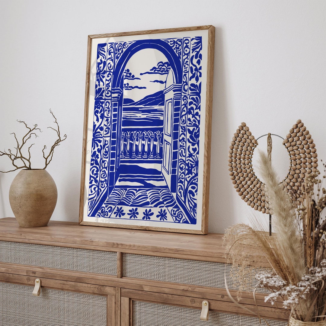Italian Seascape Art Print: Indigo Blue Holiday Scenery - Etsy