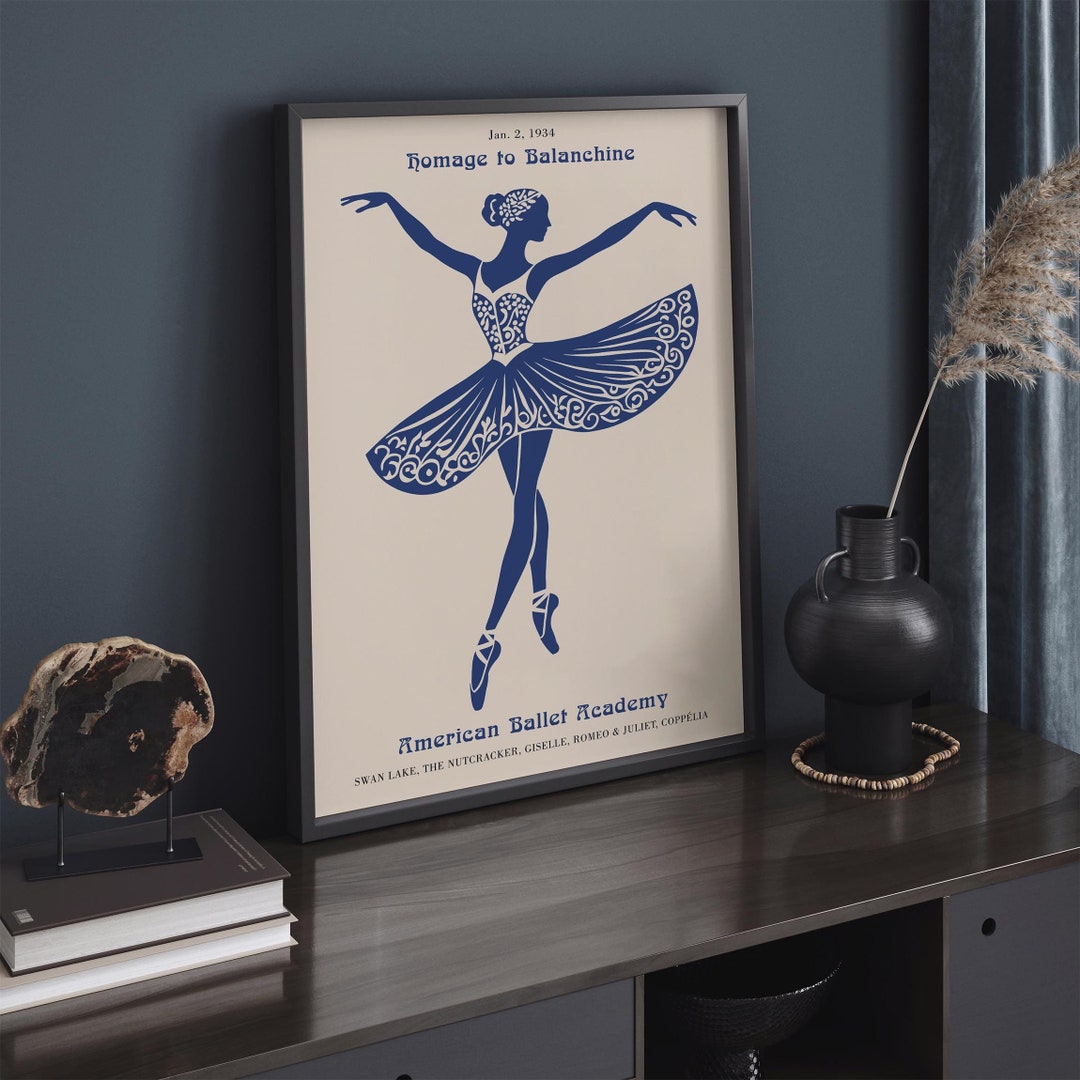American Ballet Poster, Elegant Ballet Art Print, Tribute to George ...