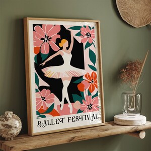 Ballet Dance Festival Poster, Beautiful Ballerina, Vibrant Floral ...