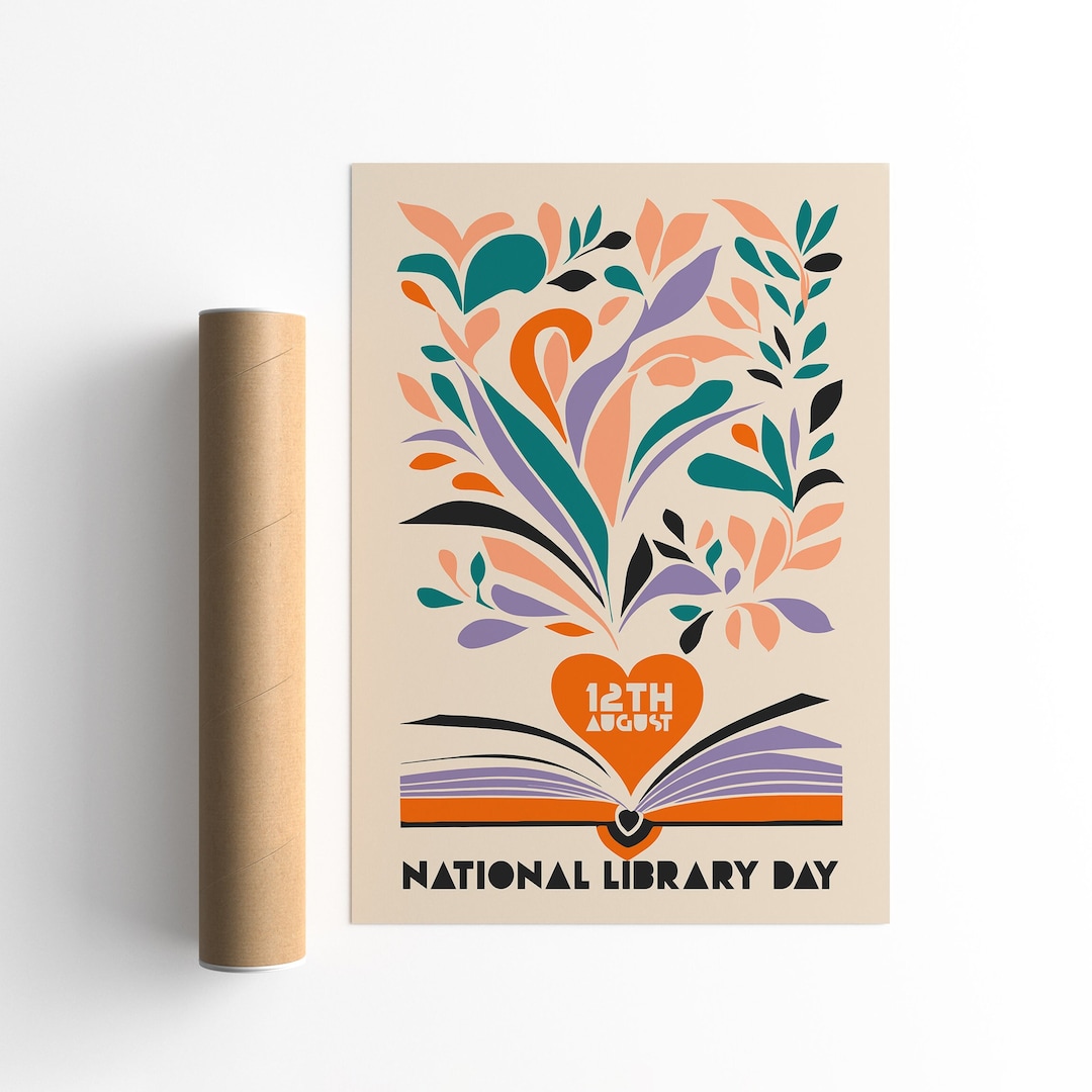 Library Day Poster, Book Lover's Art, Reading Celebration Print ...
