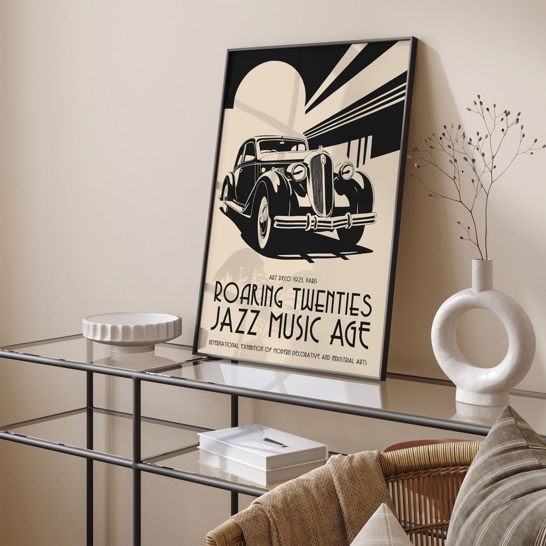 Roaring Twenties Jazz Music Age Print, Vintage Art Deco 1925 Paris ...
